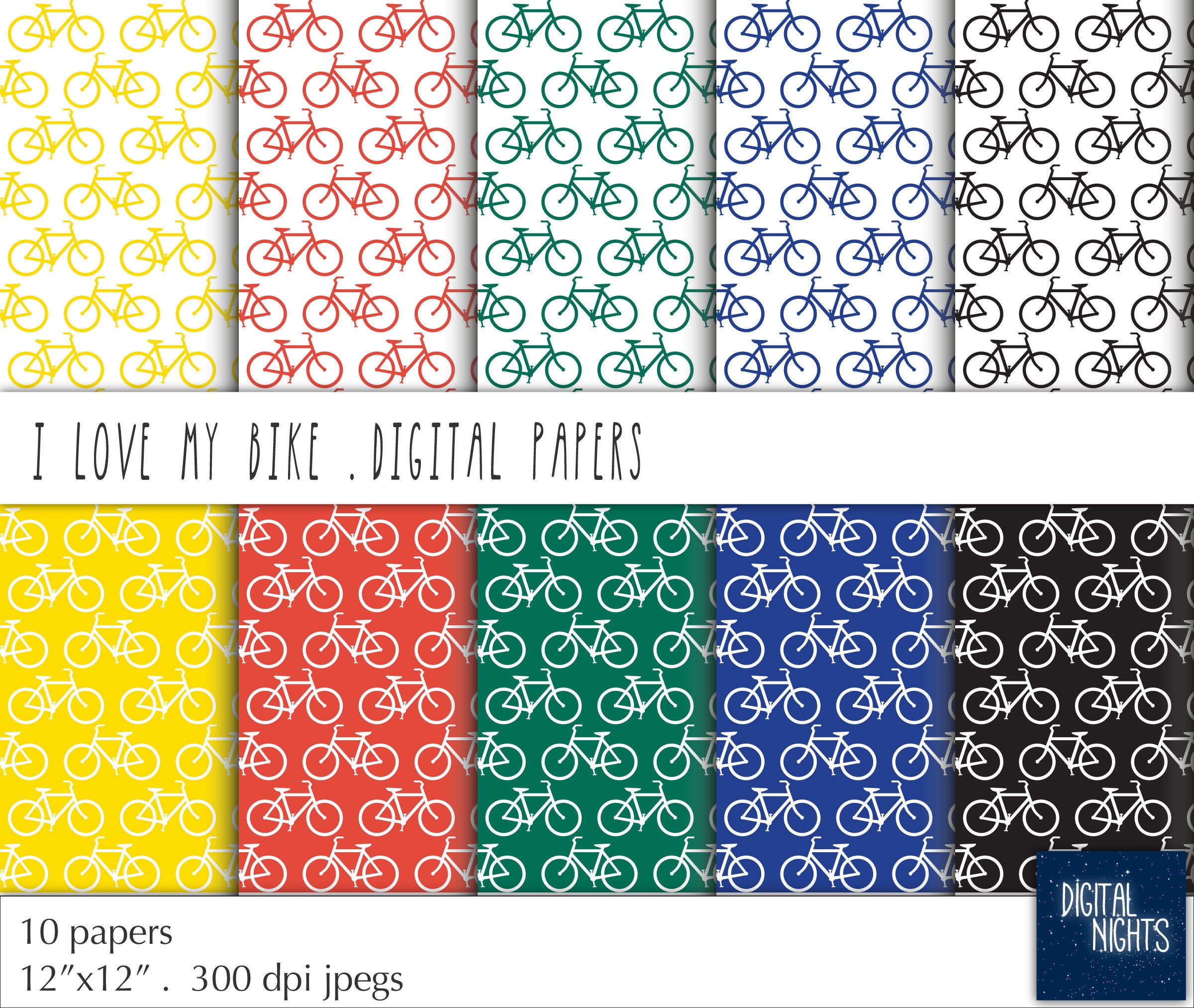 I Love My Bike Digital Paper JPG Printable Instant | Etsy