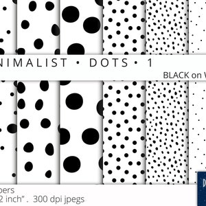 Minimalist Black and White Dots Digital Paper (12"x12") (digital ...