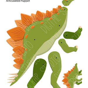Articulated Paper Dinosaur Stegosaurus - Puppet Toy - Pretend Play ...