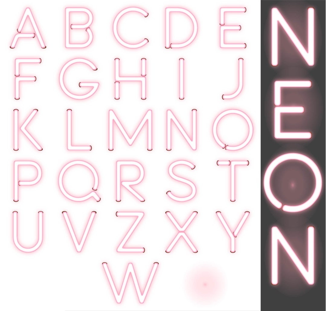 Pink Neon Letter Clipart: PNG Alphabet Overlays (digital Download) - Etsy