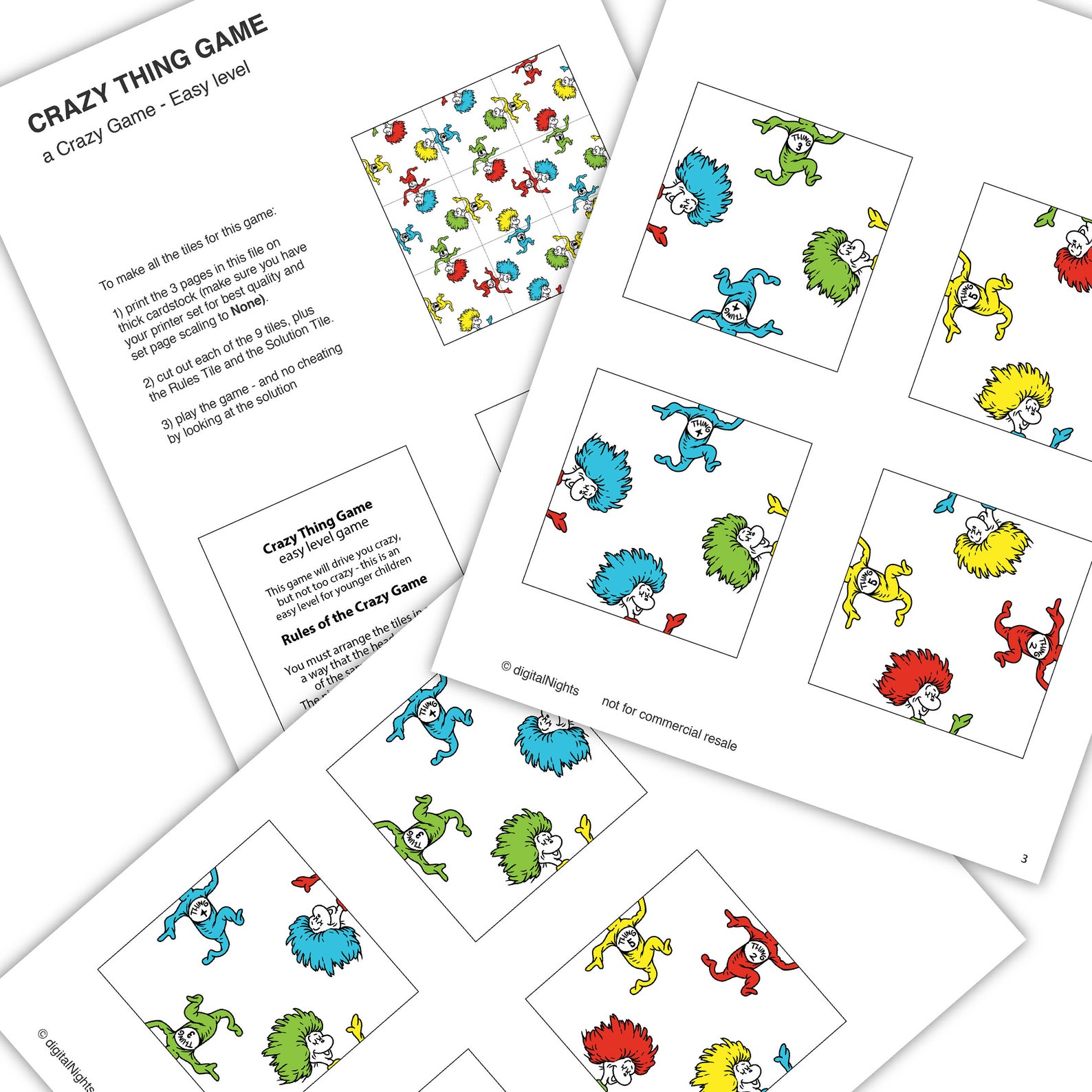 Retro Tile Crazy Game Puzzle: Easy Level, 9 Piece (PDF Pattern ...
