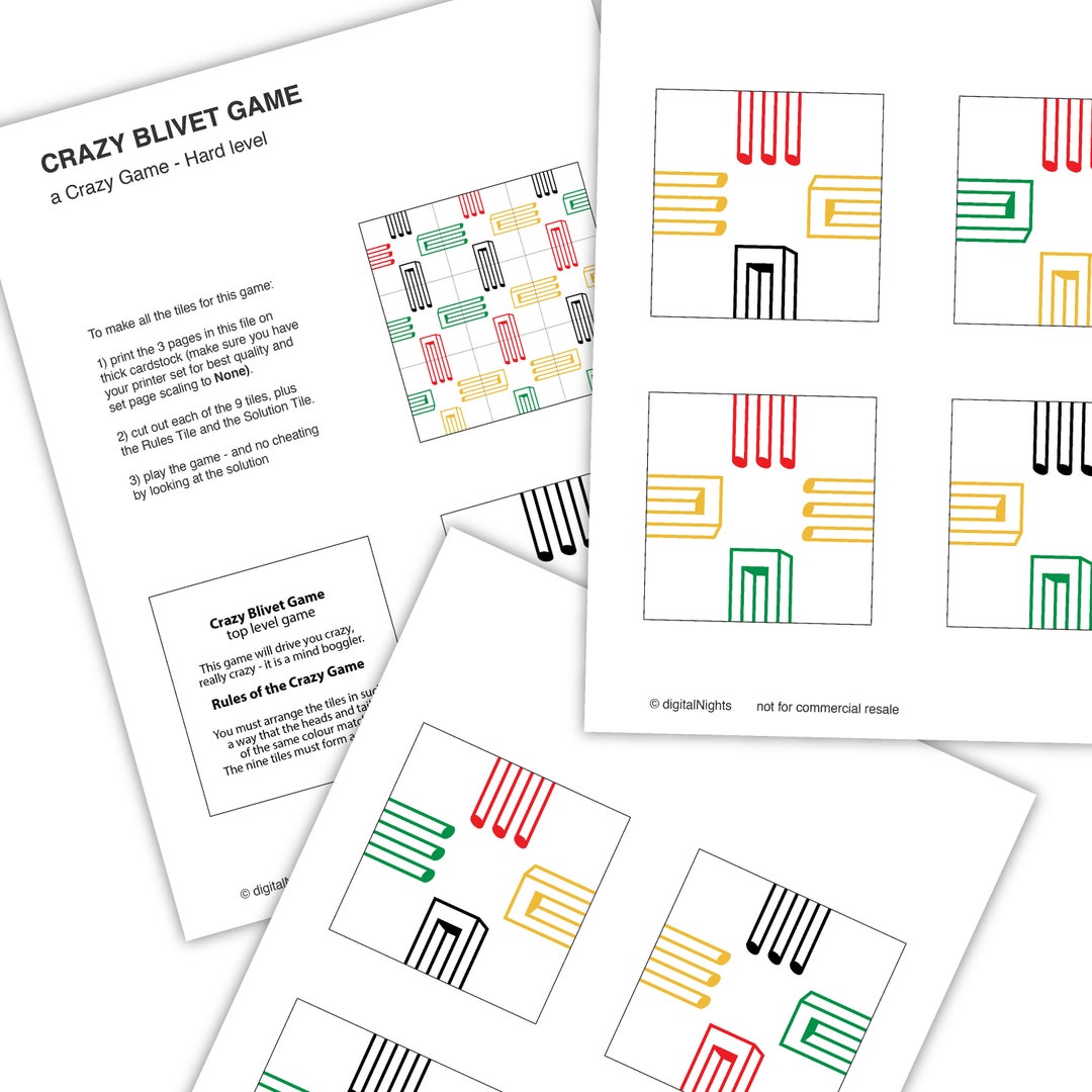 Crazy Blivet Puzzle: Retro Tile Game for Adults PDF (instant Download ...