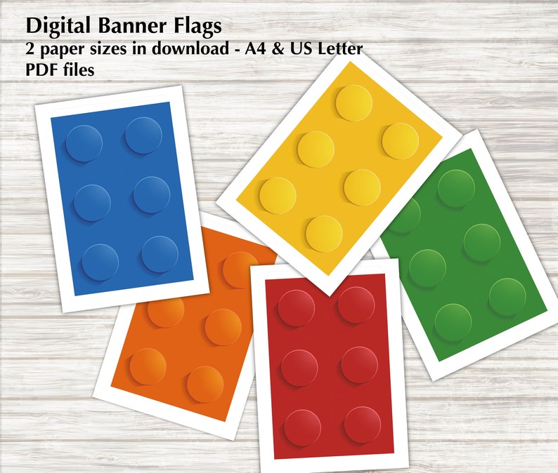 Building Blocks Banner: Rainbow Bricks Party Decor (printable PDF ...