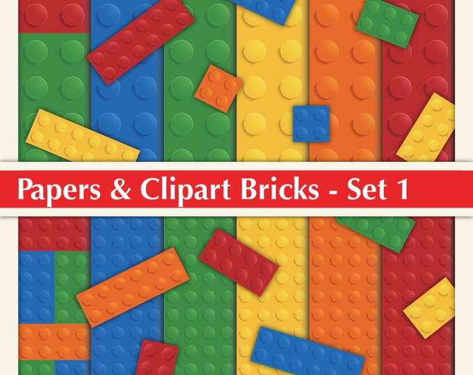 Building Bricks and Building Blocks Digital Papers & Brick - Etsy