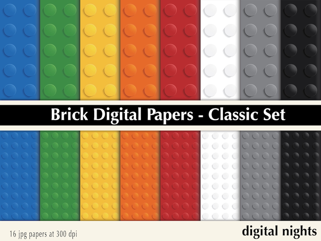Building Blocks Digital Paper: Classic Colors, (12"x12") (instant ...