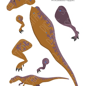 Articulated Paper Puppet Allosaurus Toy Dinosaur Printable Instant ...