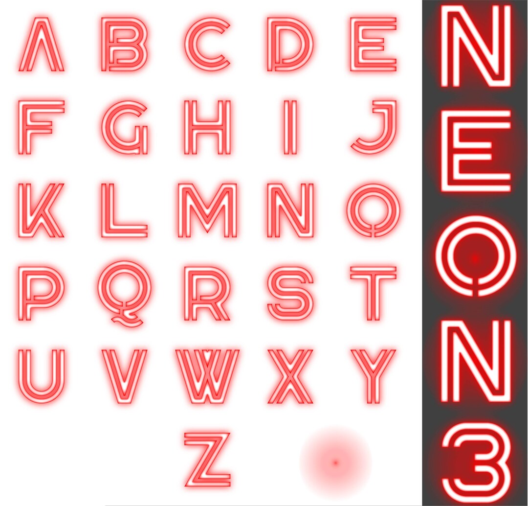 Bright Red Neon Glow Letter Clipart Red Neon Alphabet Neon - Etsy