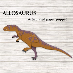 Articulated Paper Puppet Allosaurus Toy Dinosaur Printable Instant ...