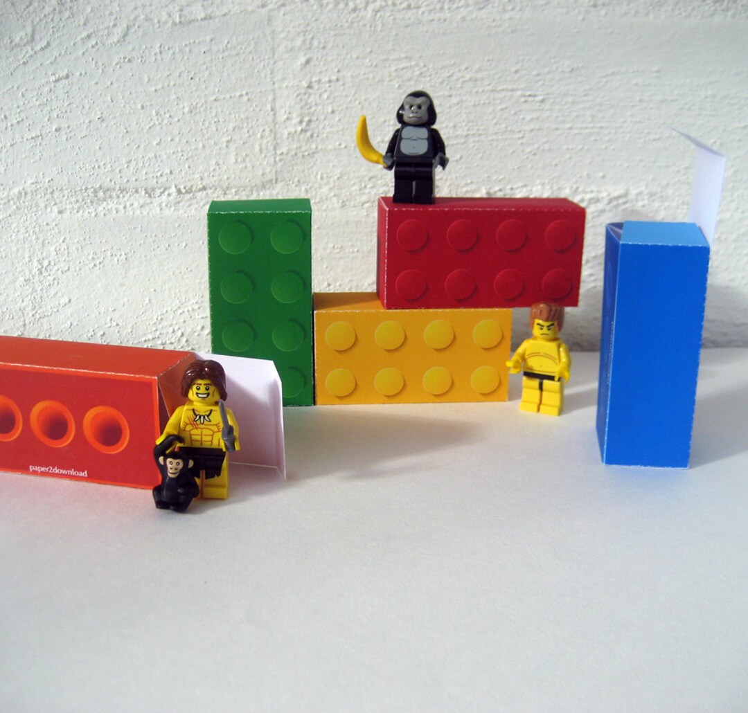 5 Colourful Building Brick Favor Boxes - Gift Box, Treat Box ...