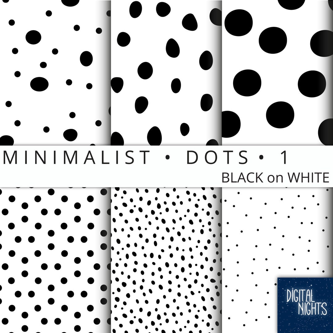 Minimalist Black and White Dots Digital Paper (12"x12") (digital ...