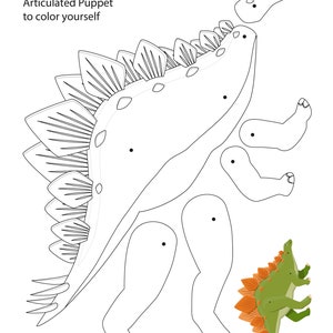 Articulated Paper Dinosaur Stegosaurus - Puppet Toy - Pretend Play ...
