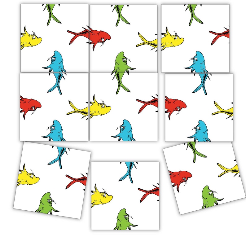 Dr. Seuss Fish Puzzle: Retro Tile Game for Kids (PDF Download) (digital ...