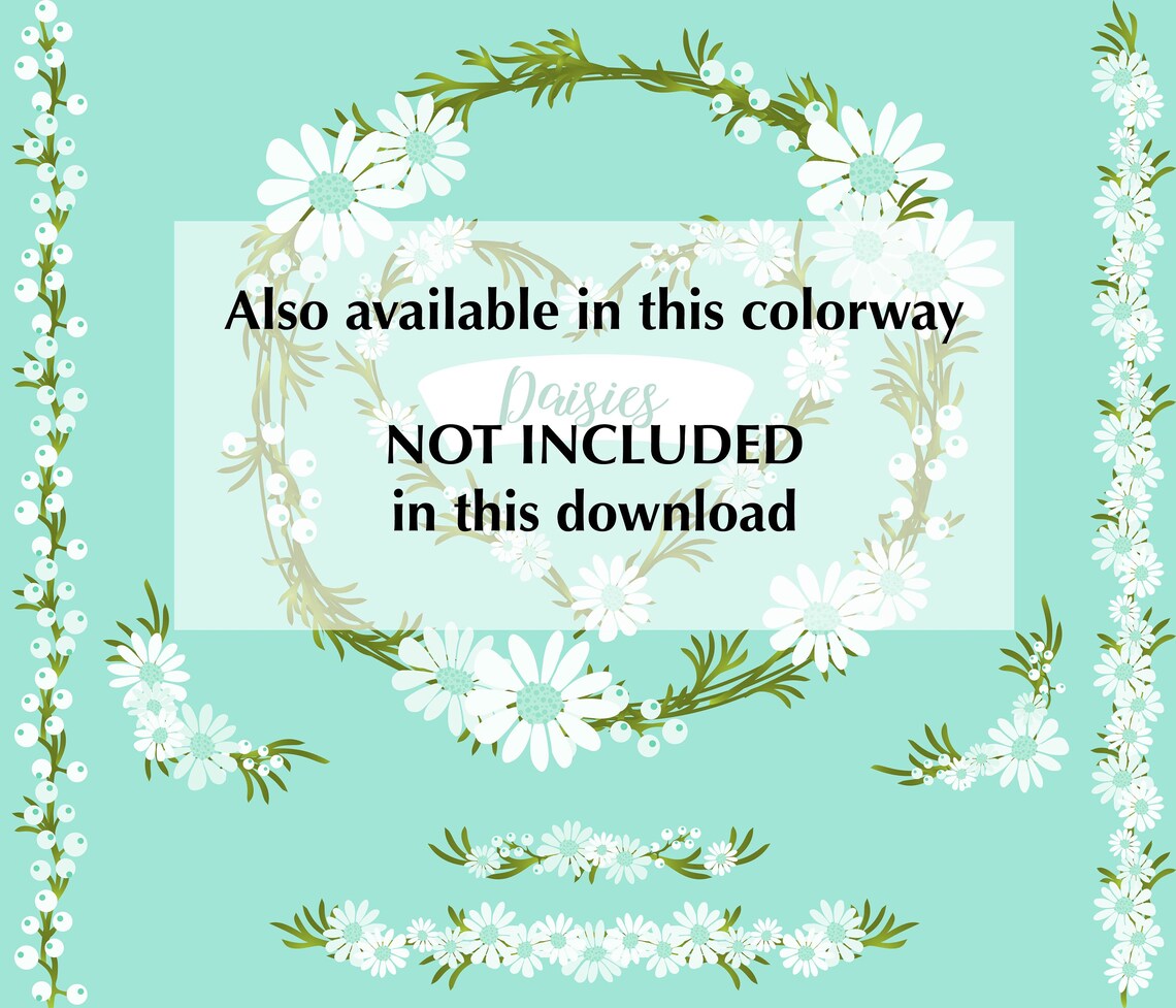 Daisy Floral Clipart Set: Wreaths, Borders, Corners (digital Download ...