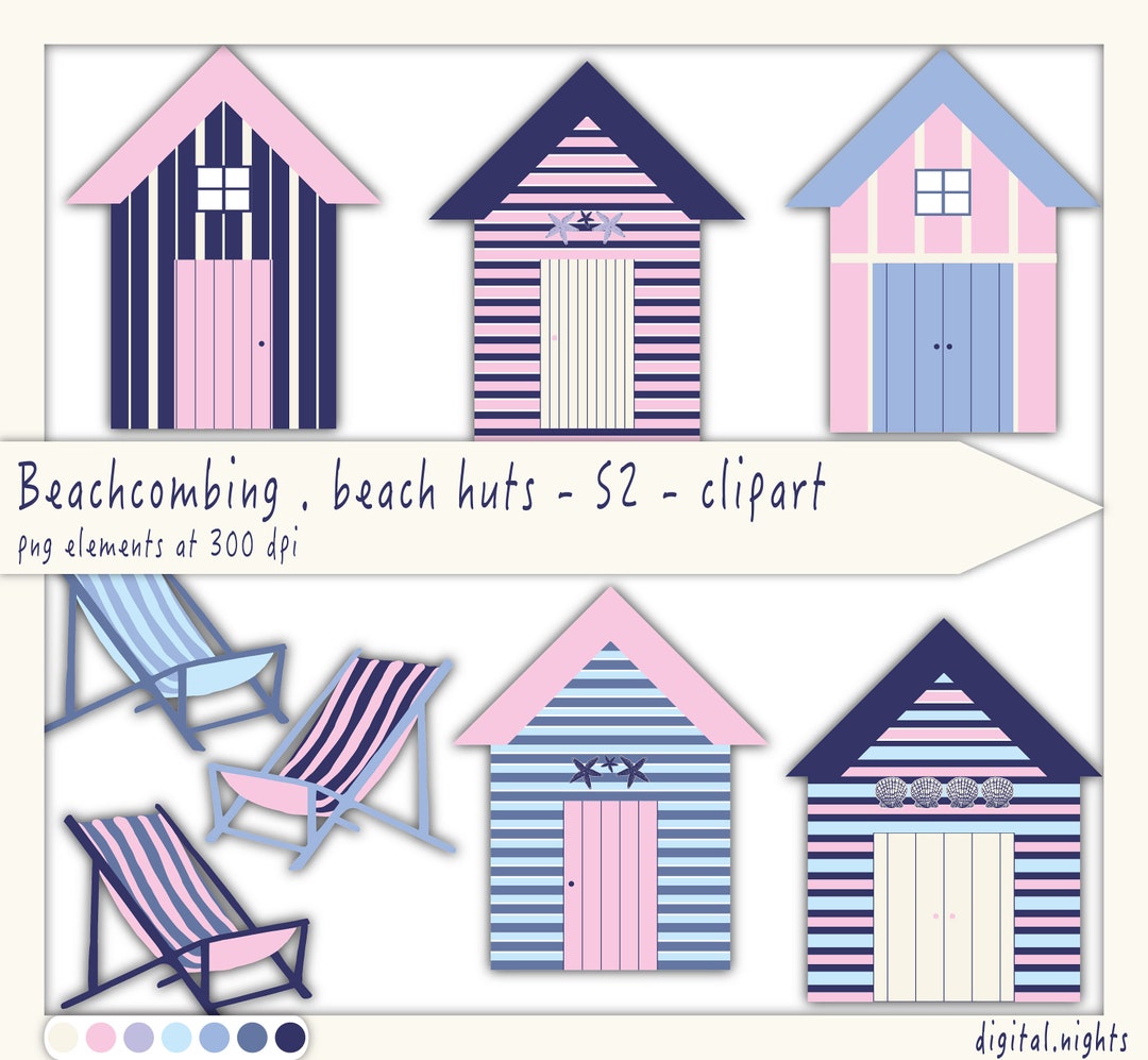 Beachcombing - Beach Huts & Deckchairs S2 - Clipart - Digital Collage ...