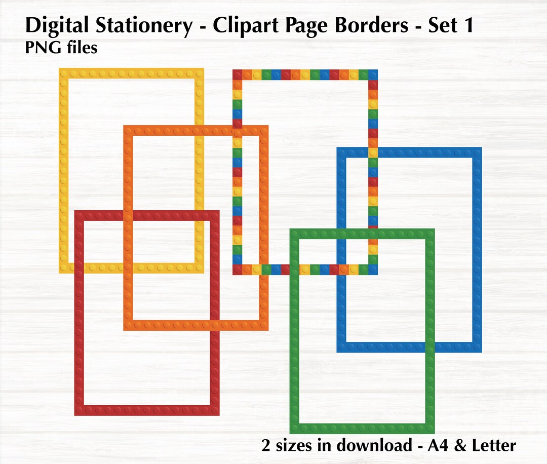 Building Blocks Page Frame Borders: A4 & Letter PNG Clipart (digital ...
