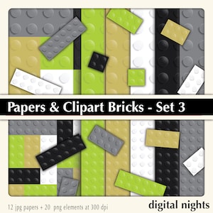 Building Blocks and Building Bricks - Digital Paper & Brick Clipart ...