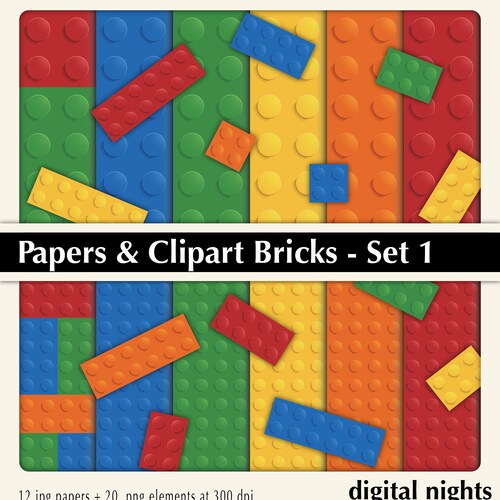 Building Bricks and Building Blocks Digital Papers & Brick - Etsy