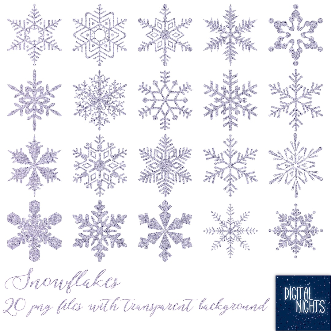 Lavender Purple Glitter Snowflakes Clipart, Winter Silver Glitter ...