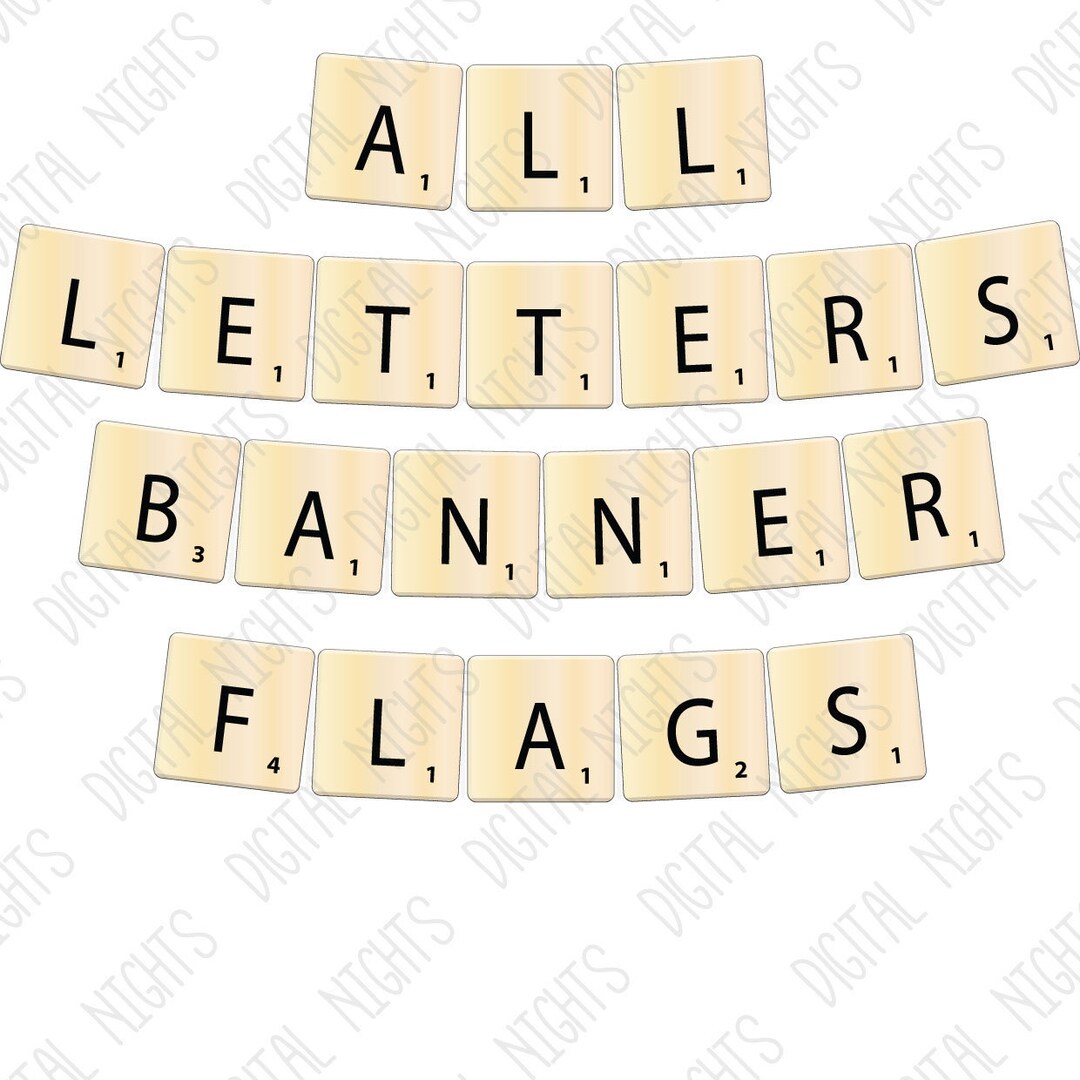 Word Game Letter Tiles - Banner 7.5"x7.5" Square Flag - Full A-Z & 0-9 ...