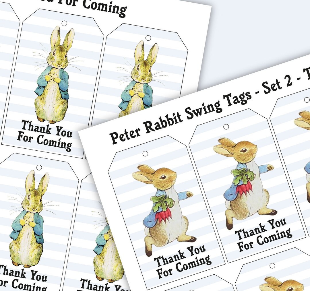 Peter Rabbit Party Swing Tags - Thank You Tags for Bag Closures ...