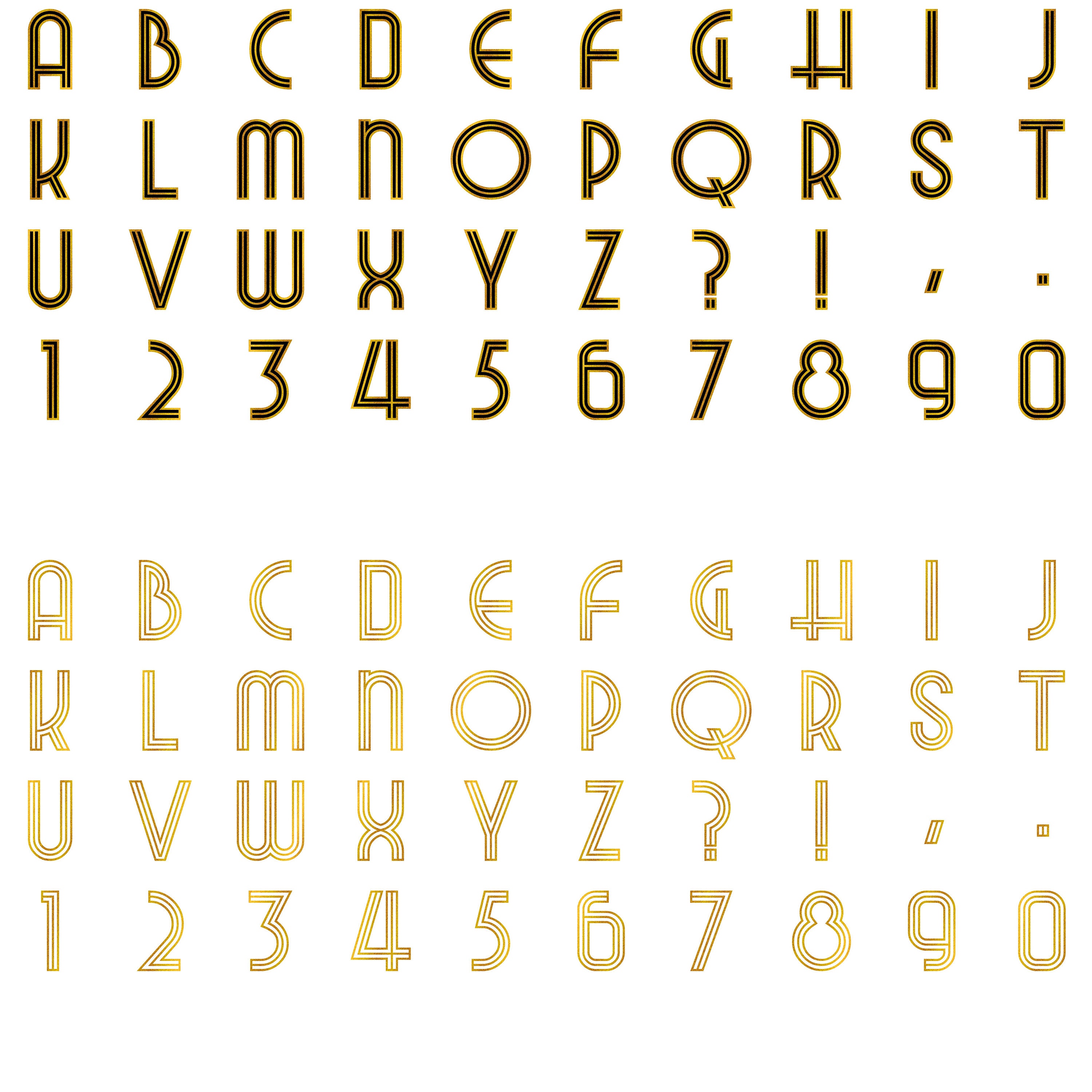 Gold Art Deco Alphabet Clipart: 1920s Letters & Numbers (digital ...