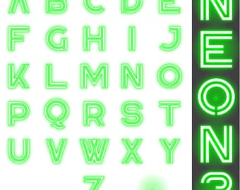 Green Neon Alphabet PNG Clipart and Eps Vector Files, Green Glowing ...
