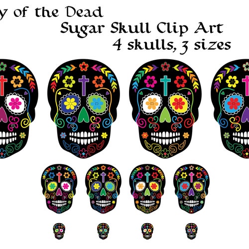 Day of the Dead Skull Clipart Clip Art Sugar Skulls Clipart - Etsy