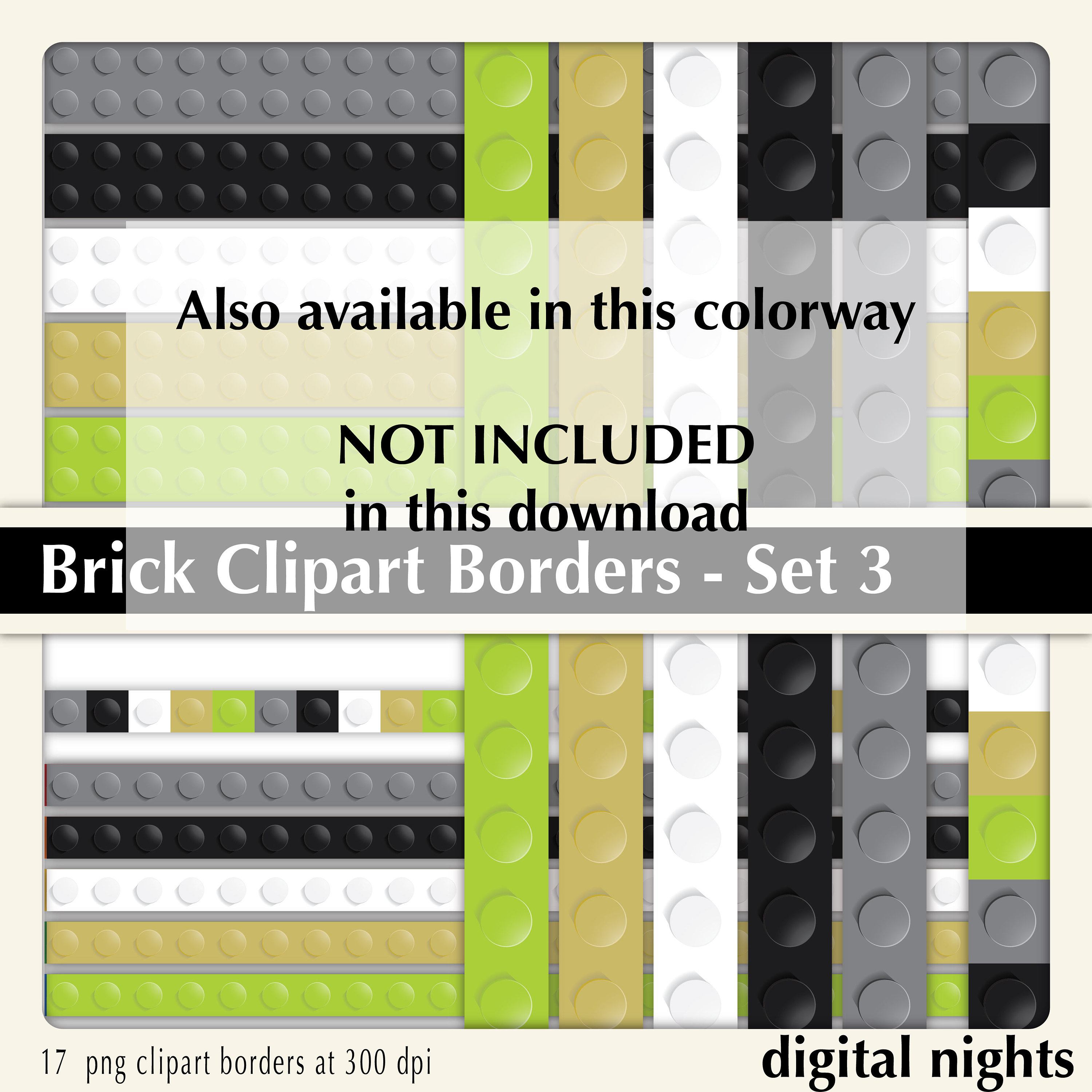 Building Blocks Clipart Borders: Colorful Bricks, PNG (digital Download ...