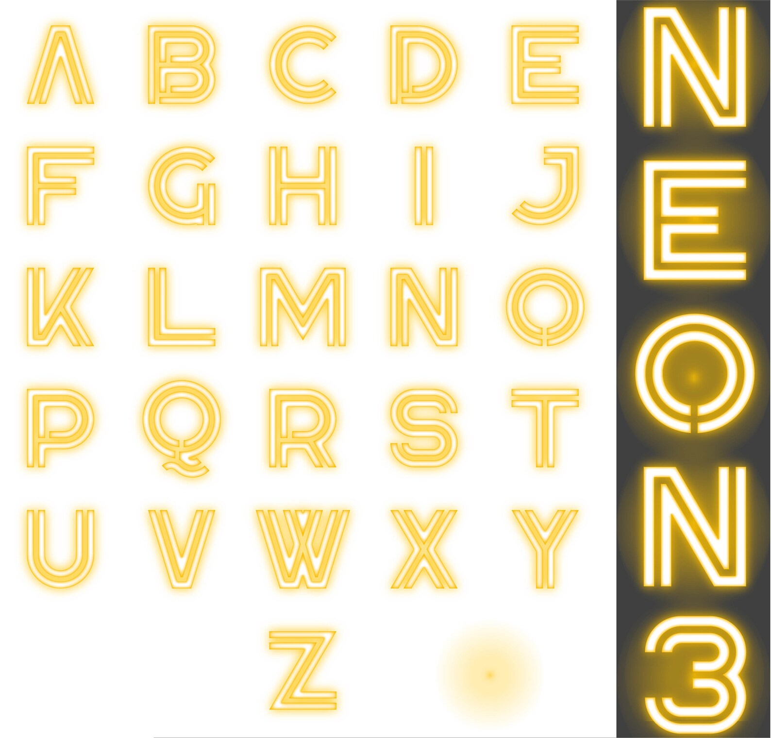 Bright Yellow Neon Glow Letter Clipart Yellow Neon - Etsy