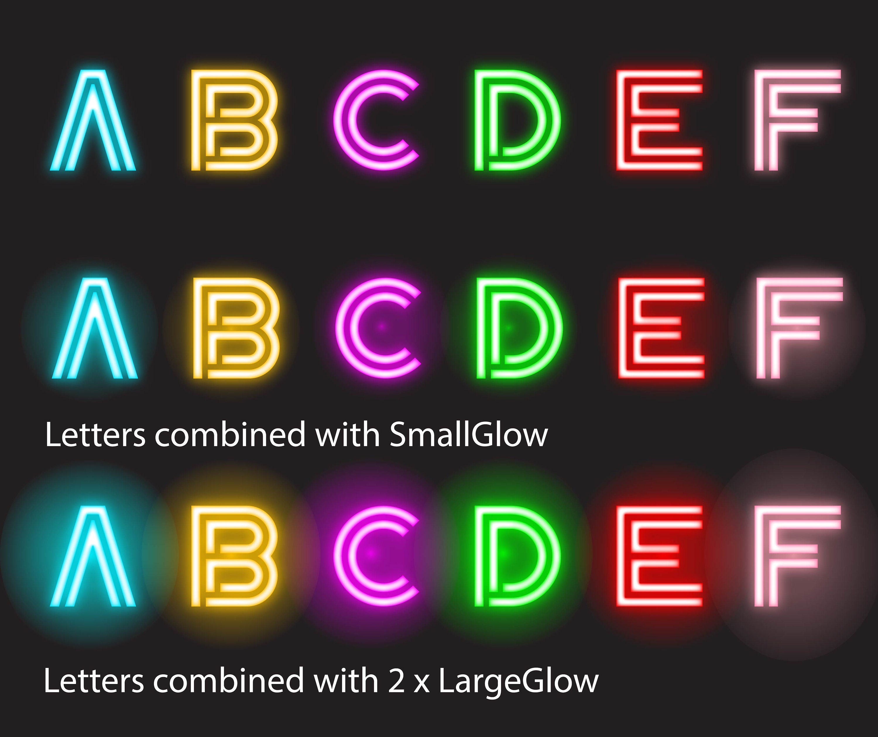 Neon Green Alphabet Clipart: Glow Letter Overlays (digital Download) - Etsy