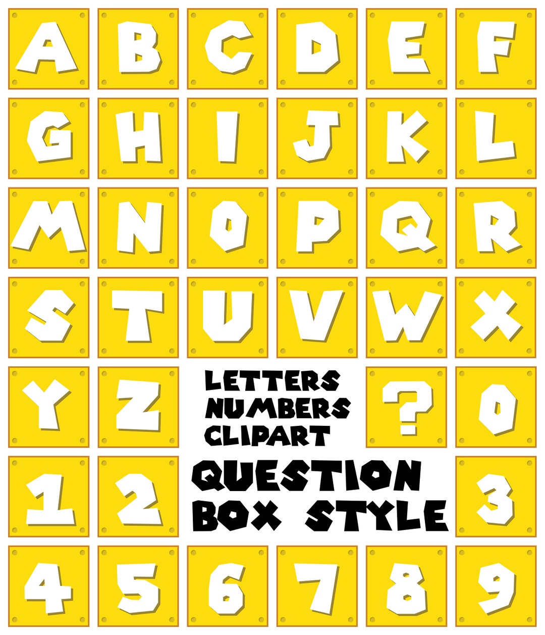 Question Box Alphabet Clipart: Letters, Numbers, Question Mark (PNG ...