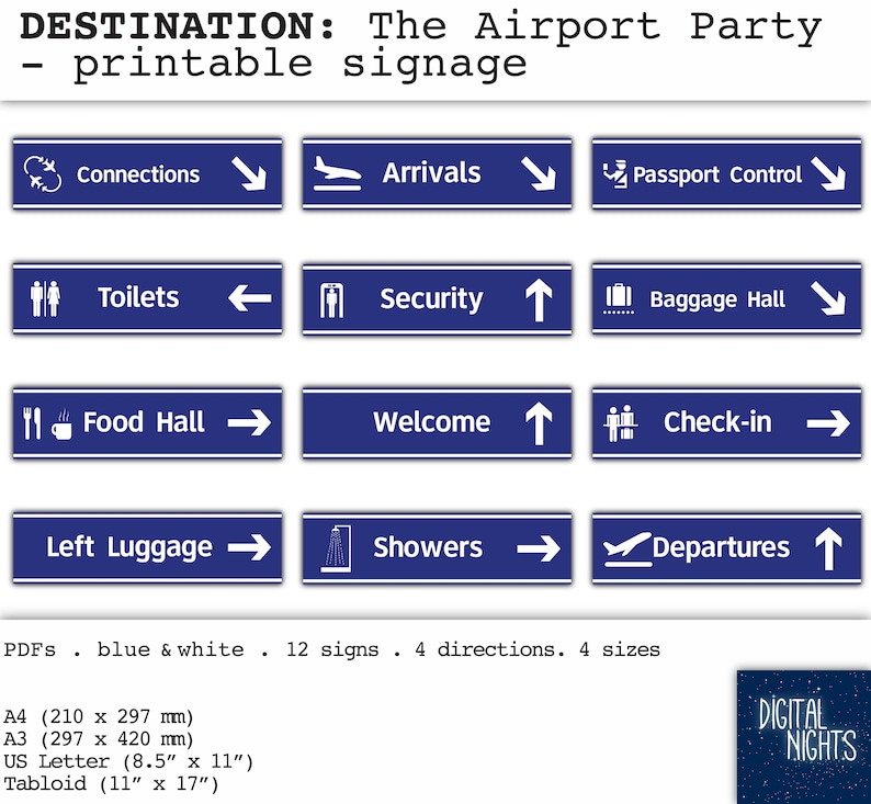 DESTINATIONS: Airport Party Signs | Etsy Australia