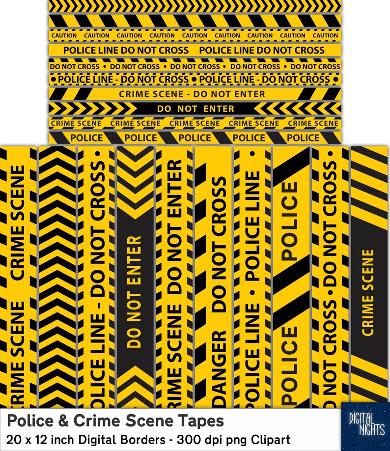 Crime Scene and Danger Tapes Digital Borders 12 - Etsy