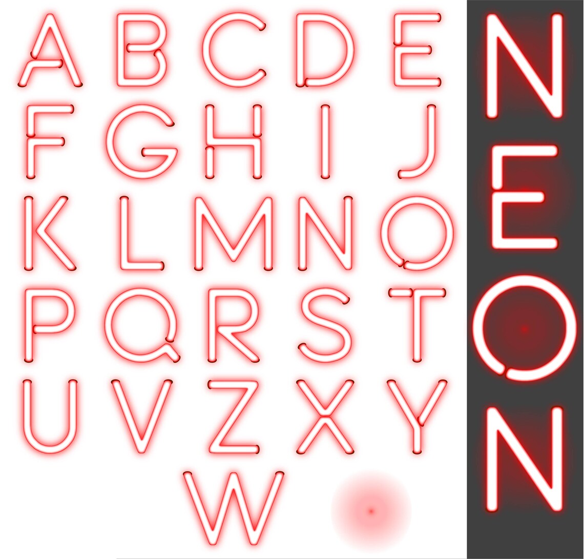 Bright Red Neon Glow Letter Clipart Red Neon Alphabet Neon - Etsy Australia