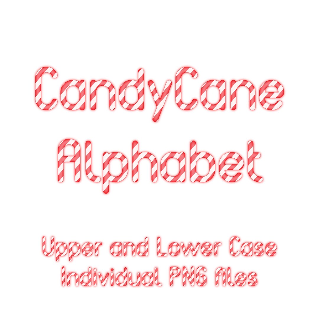 Festive Candy Cane Alphabet Clipart: Letters & Numbers PNG (digital ...
