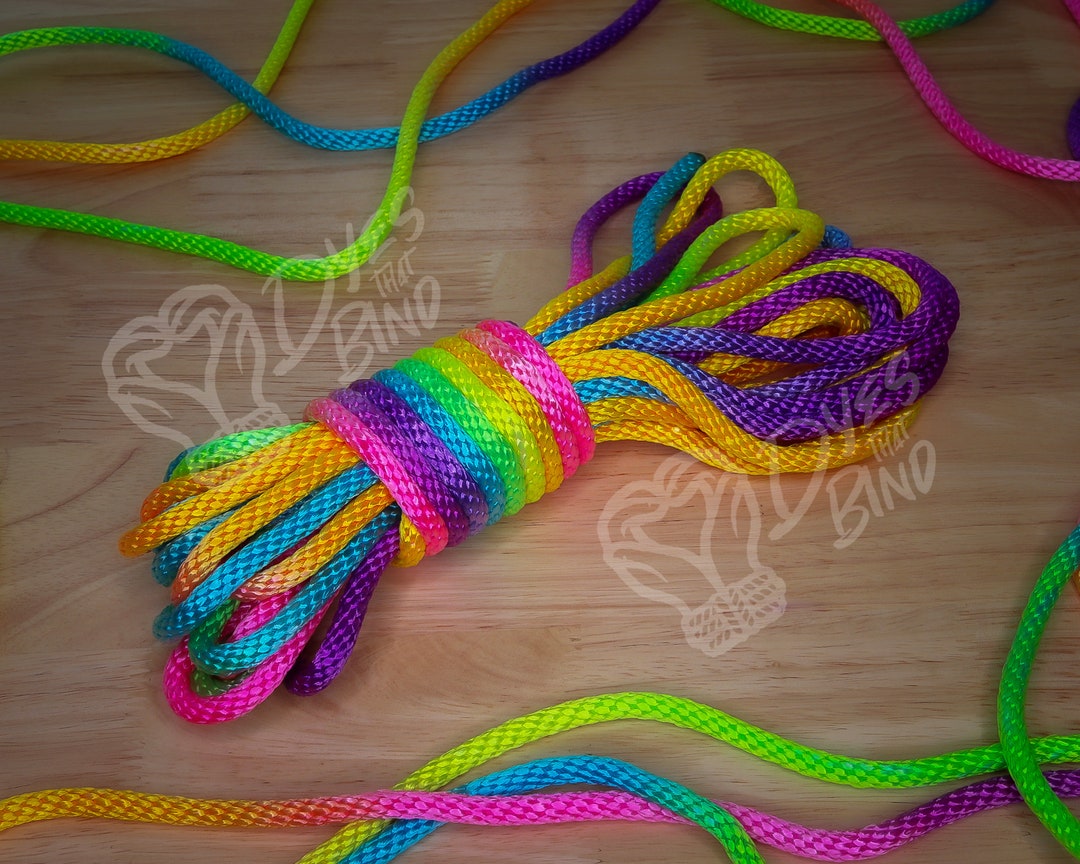 Neon Rainbow Silky Solid Braid Nylon Shibari Rope uv/blacklight ...