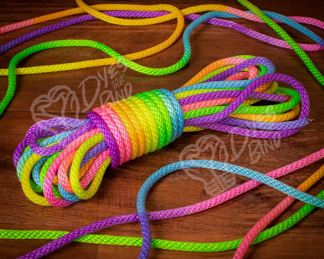 Neon Rainbow Silky Solid Braid Nylon Shibari Rope (uv/blacklight ...