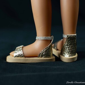 SIBLIES Ruby Red Fashion Doll Shoes SANDALS in GOLD Metallic Faux ...