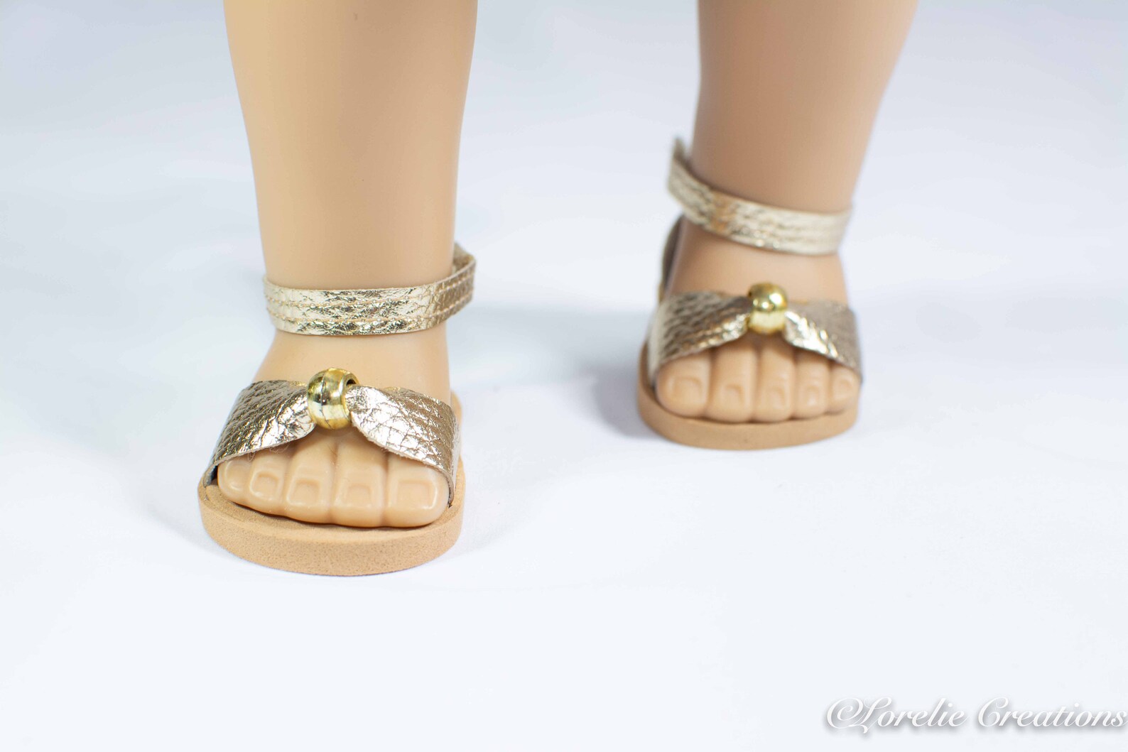 SANDALS SHOES in Shiny GOLD With Ankle Strap and Bead Trim for | Etsy