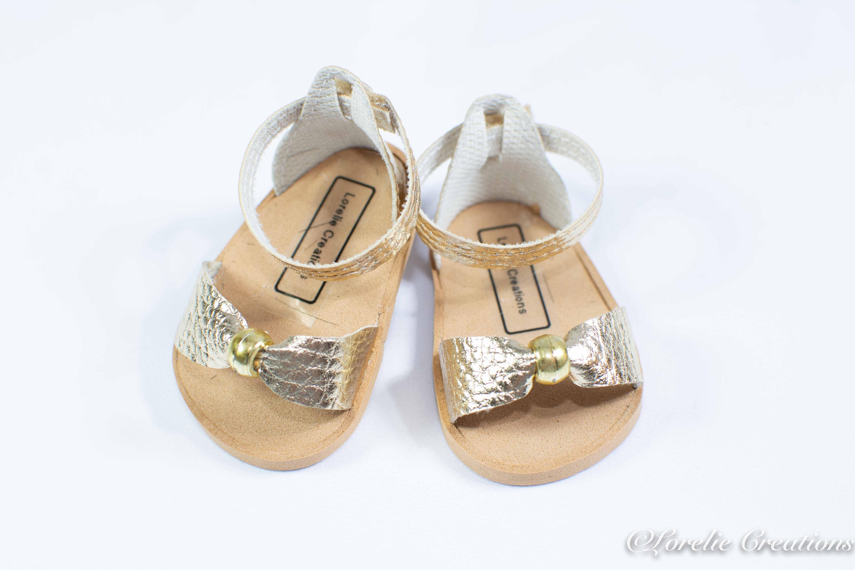 SANDALS SHOES in Shiny GOLD With Ankle Strap and Bead Trim for | Etsy