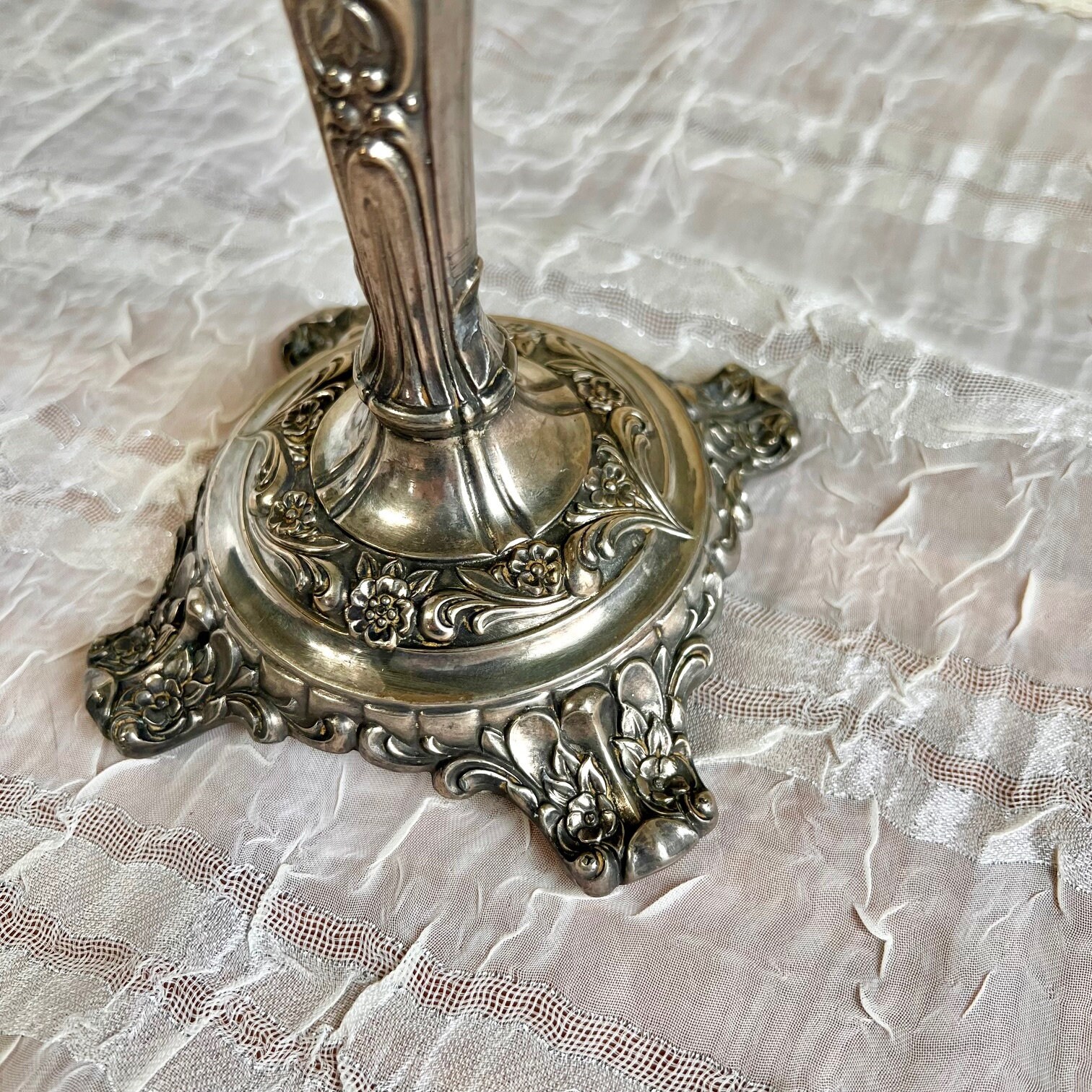 Vintage WM ROGERS and SON Silver Plate Candlestick, Victoria Rose ...