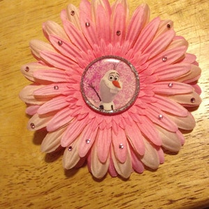 Frozen Olaf Pink Silk Flower With Swarovski Elements Hair Clip - Etsy