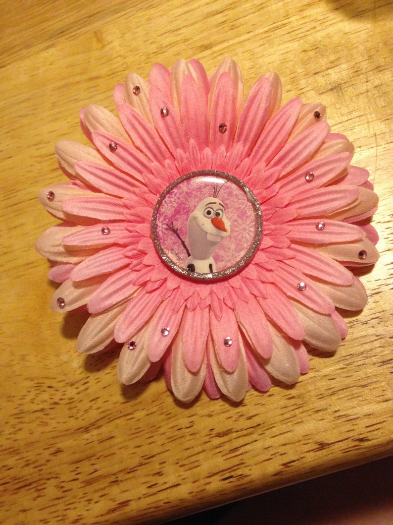 Frozen Olaf Pink Silk Flower With Swarovski Elements Hair Clip - Etsy