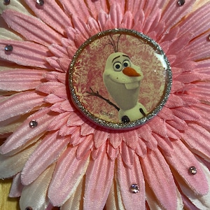 Frozen Olaf Pink Silk Flower With Swarovski Elements Hair Clip - Etsy
