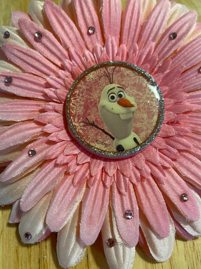Frozen Olaf Pink Silk Flower With Swarovski Elements Hair Clip - Etsy