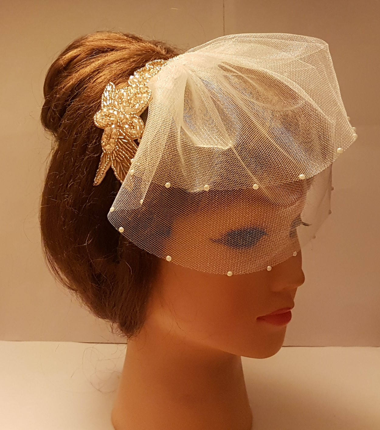 Mini Veil Bridal Headpiece Rose Gold Headband Blusher | Etsy