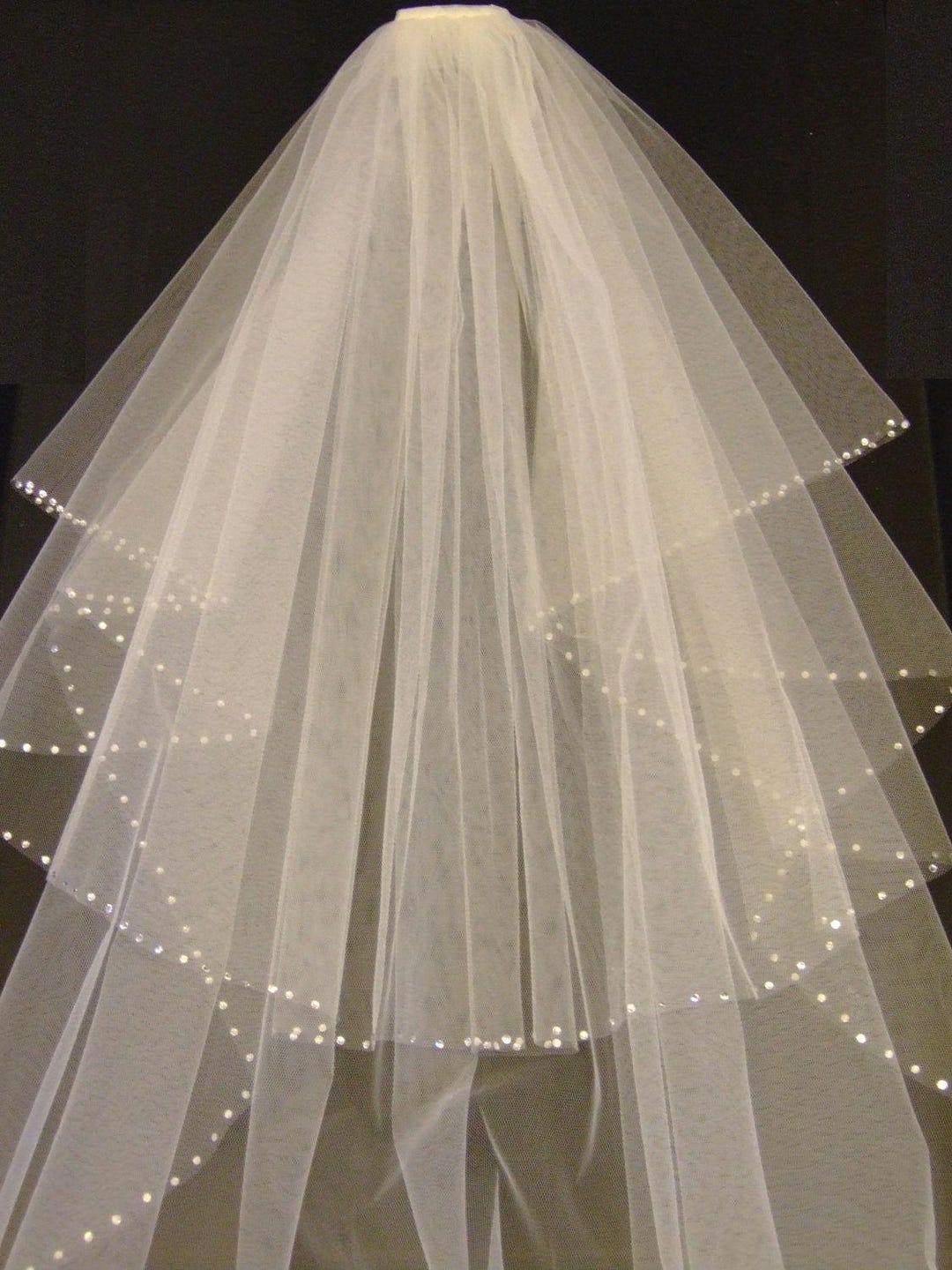 Shimmery Bridal Veil: 2-tier Cathedral Length With Pearl Edge - Etsy