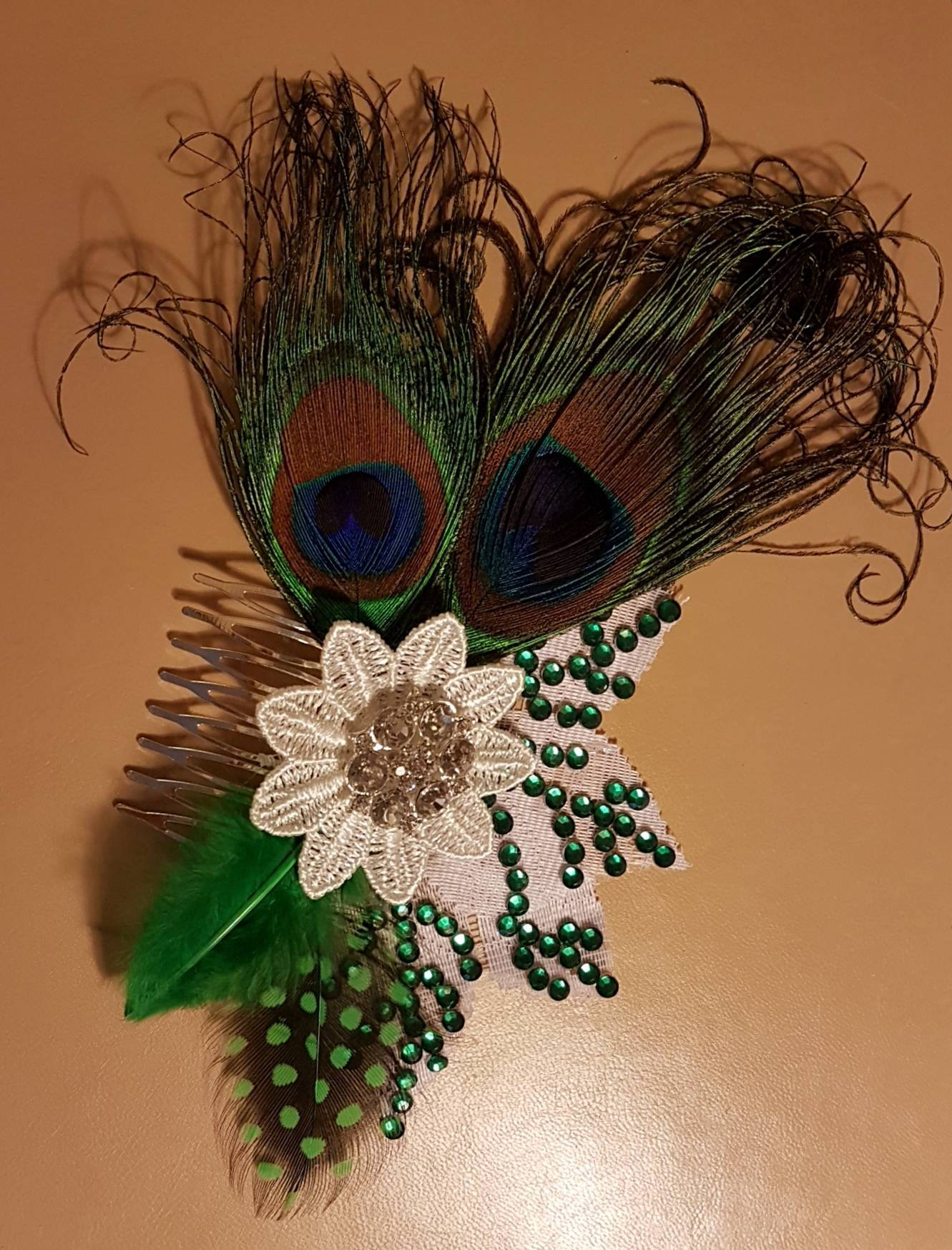 Peacock Feather Comb Gatsby Hair Comb1920s Bridal Wedding | Etsy