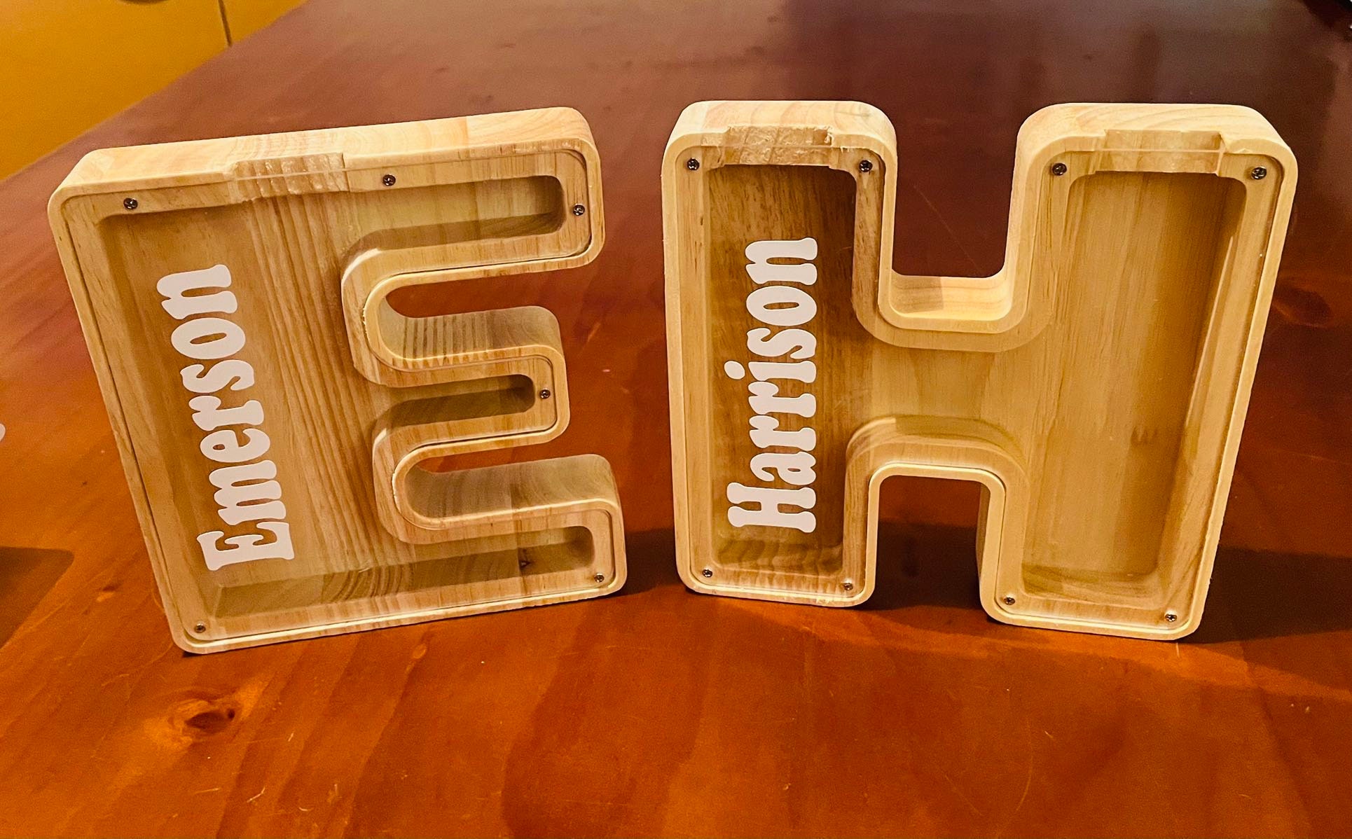 Personalised Wooden Letter Money Box - Etsy Australia