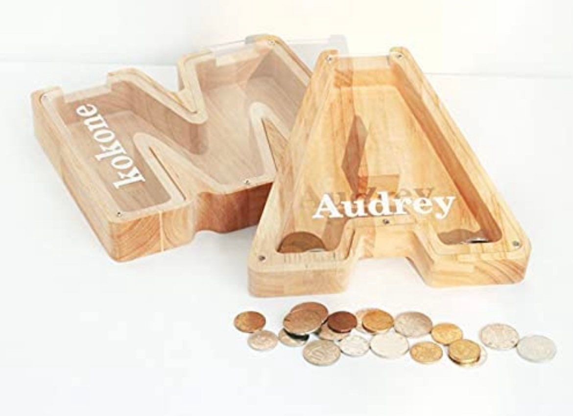 Personalised Wooden Letter Money Box - Etsy Australia